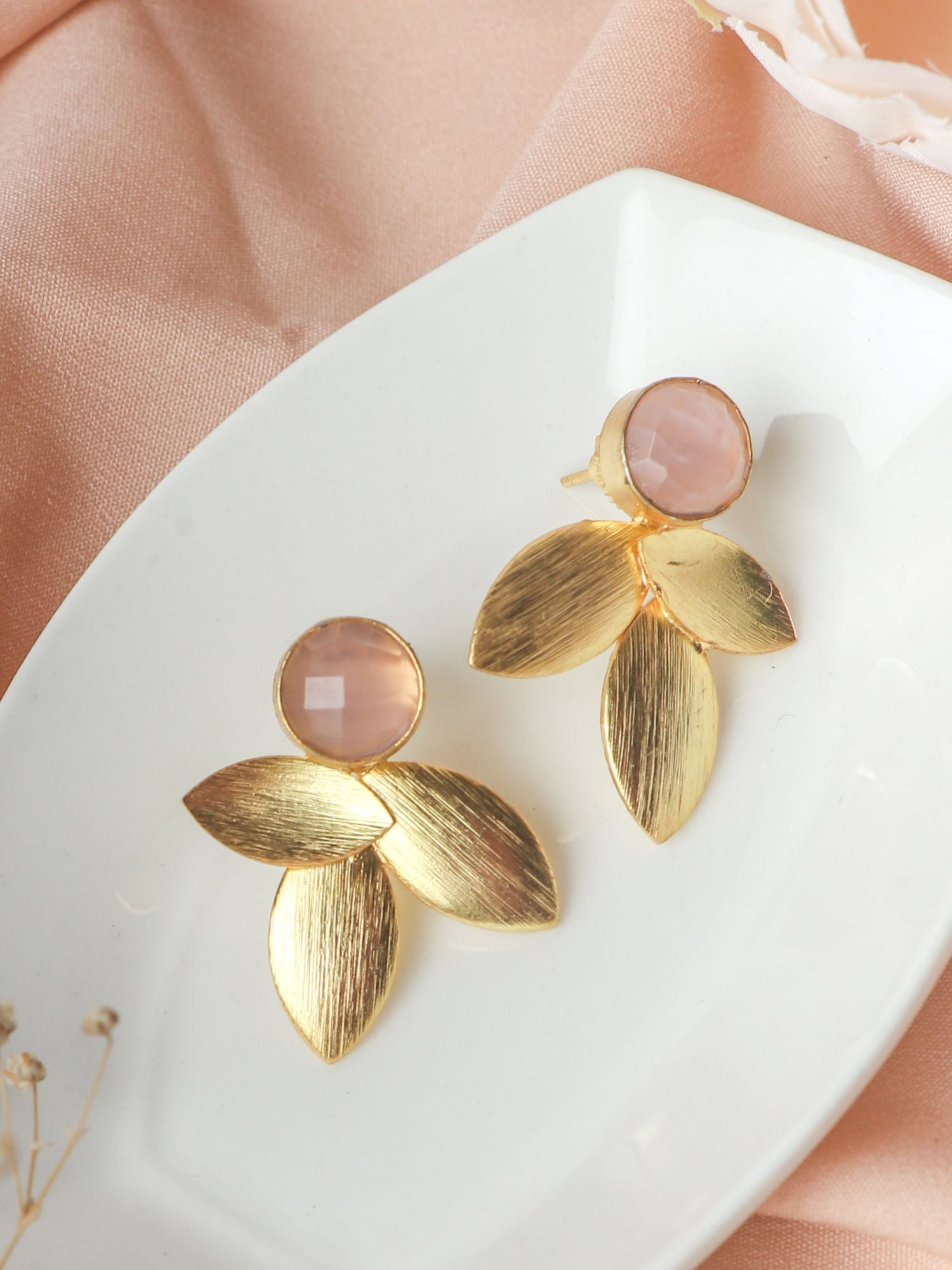 Pink Leaf Studs | Small Earring | Johori