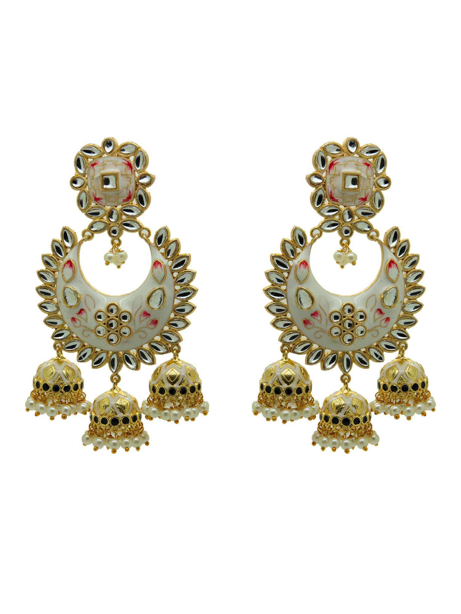Elegant White Meenakari Mini Jhumka | Jhumka Earrings | Johori