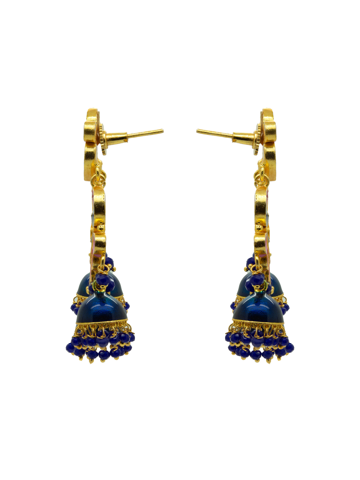 Shop Royal Blue-pink Mini Jhumka Online | Jhumkas | Johori